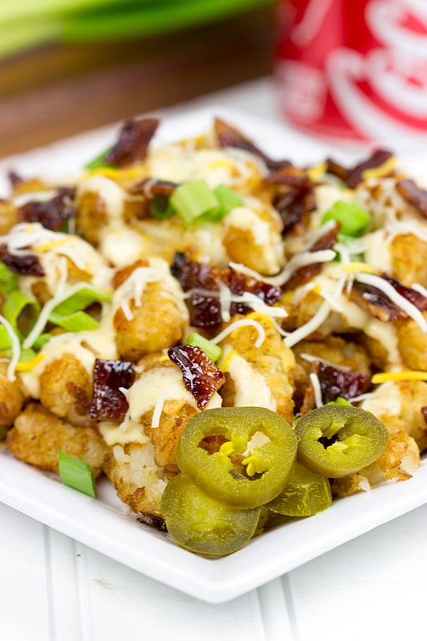 Loaded Tots with Coca-Cola Glazed Bacon | Perfect for game day parties!