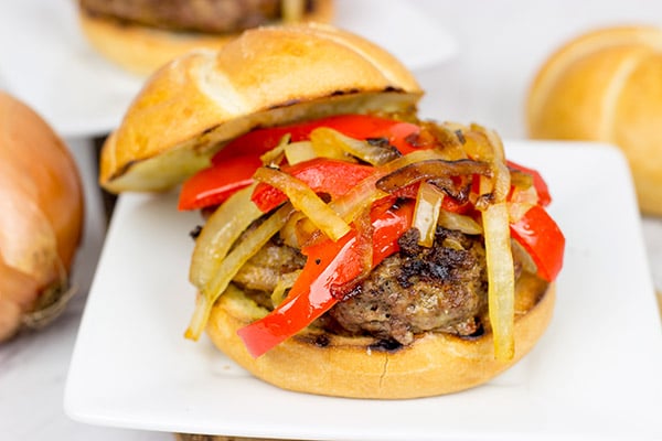 Smoky Pepper and Onion Cheeseburger | Tasty summer burger idea
