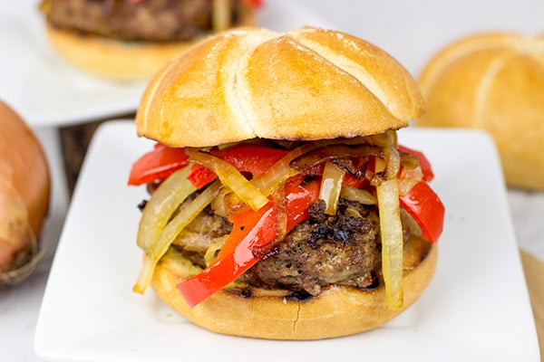 Smoky Pepper and Onion Cheeseburger | Tasty summer burger idea