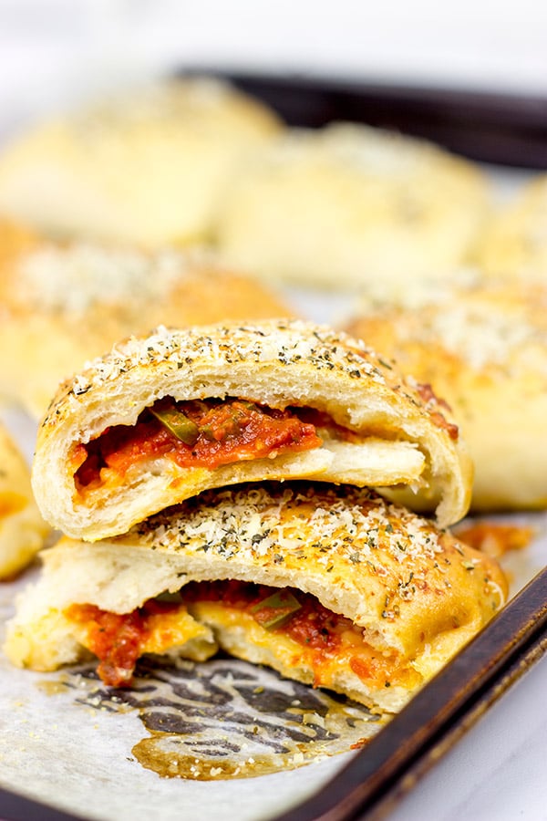 Stuffed Pepperoni Pizza Rolls | Tasty 2-bite pepperoni pizza pockets!