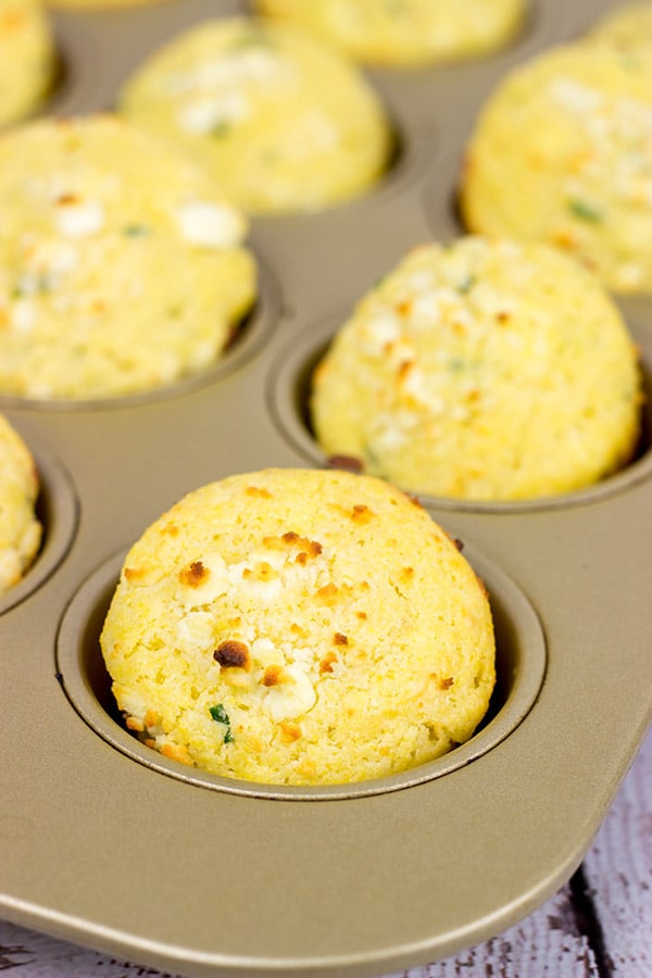 Goat Cheese and Chive Cornbread Muffins | Flavorful twist on cornbread!