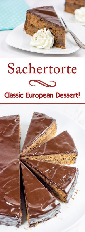 Sachertorte | Classic European chocolate cake with layer of apricot jam