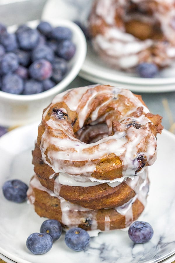 Glazed Blueberry Crullers | Classic cake doughnut...with blueberries!