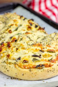 Stuffed Italian Bread | Homemade bread stuffed with olives and cheese!
