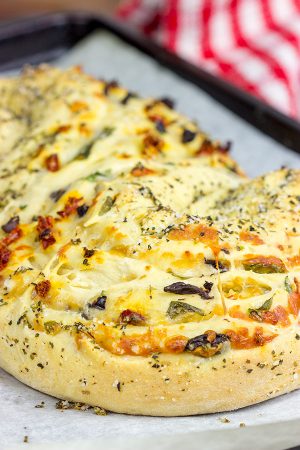 Stuffed Italian Bread | Homemade bread stuffed with olives and cheese!
