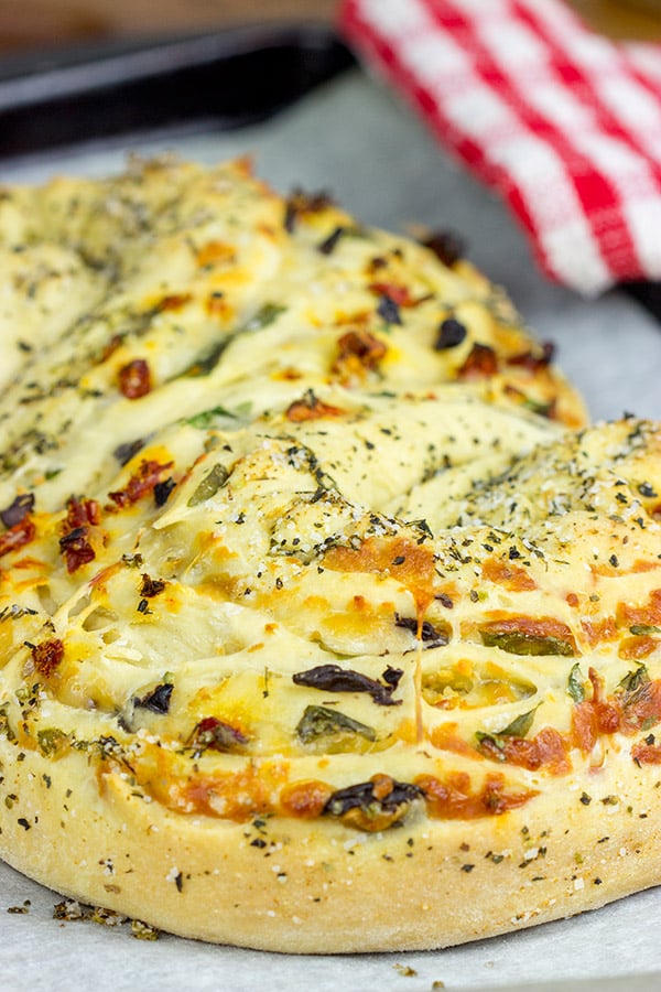 Stuffed Italian Bread | Homemade bread stuffed with olives and cheese!