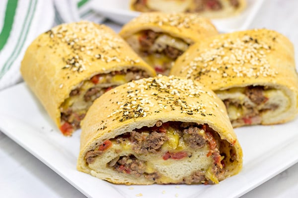 Cheeseburger Rollups | Your favorite burger toppings...all rolled up!