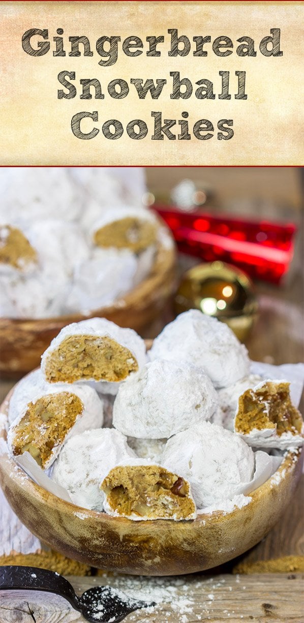 Gingerbread Snowball Cookies | Tasty combination of 2 holiday favorites!