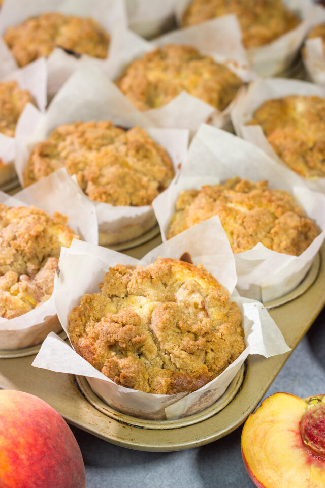 Peach Streusel Muffins | Packed with juicy fresh peaches!