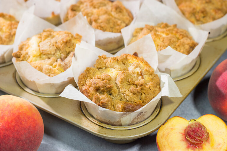 Peach Streusel Muffins | Packed with juicy fresh peaches!