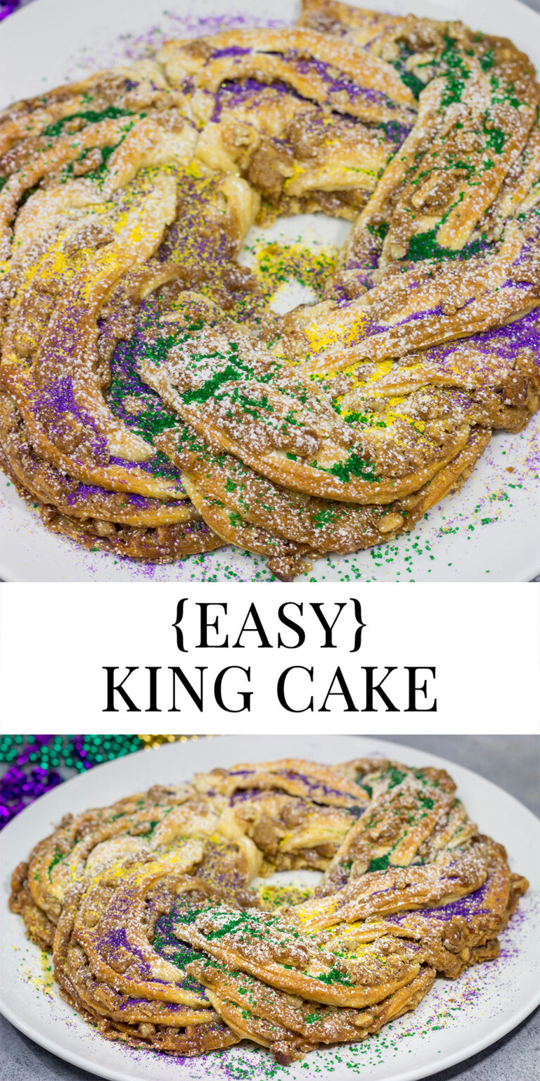 Easy King Cake | Made with refrigerated crescent dough!