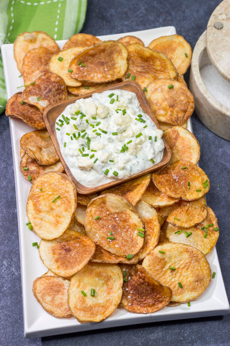 Blue Cheese Dip with Homemade Potato Chips