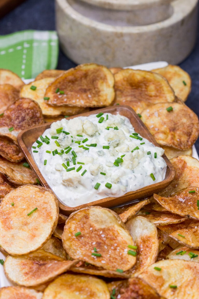 Blue Cheese Dip with Homemade Potato Chips